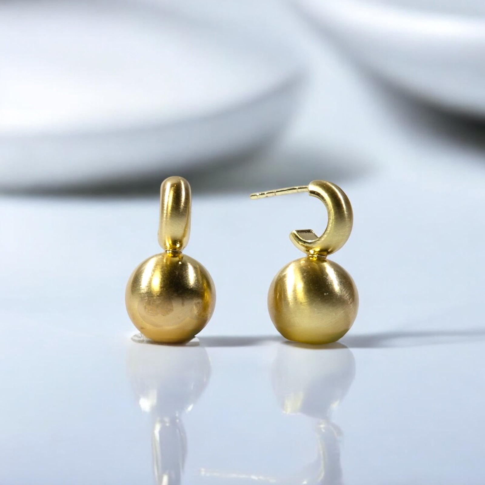 Gold Ball Drop Earrings